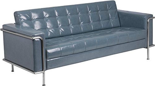 Flash Furniture HERCULES Lesley Series Contemporary Gray LeatherSoft Sofa with Encasing Frame