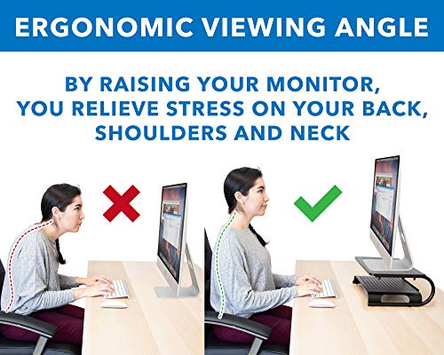 MOUNT-IT! 2 Tier Desk Organizer Riser | Computer Monitor Stand with Keyboard Storage Shelf for Desktops, Laptops, Printers, Home Office Space Saver (2 Shelves)