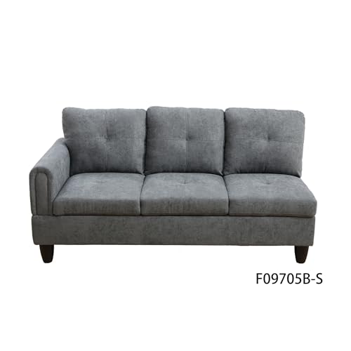 97” W Sectional Sofa with Chaise, Modular Sectional Sofa Set, Flannel Convertible Sectional Couch L Shaped Couch with Chaise, U Shaped Modular Sofa with Storage, Couches for Living Room, Dark Grey
