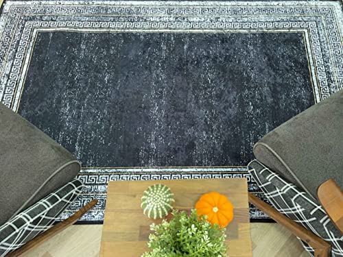 AK RUGS Modern Machine Washable Printed Area Rug Gloria Collection Living Room Bedroom Rug (Charcoal, 6' x 9')
