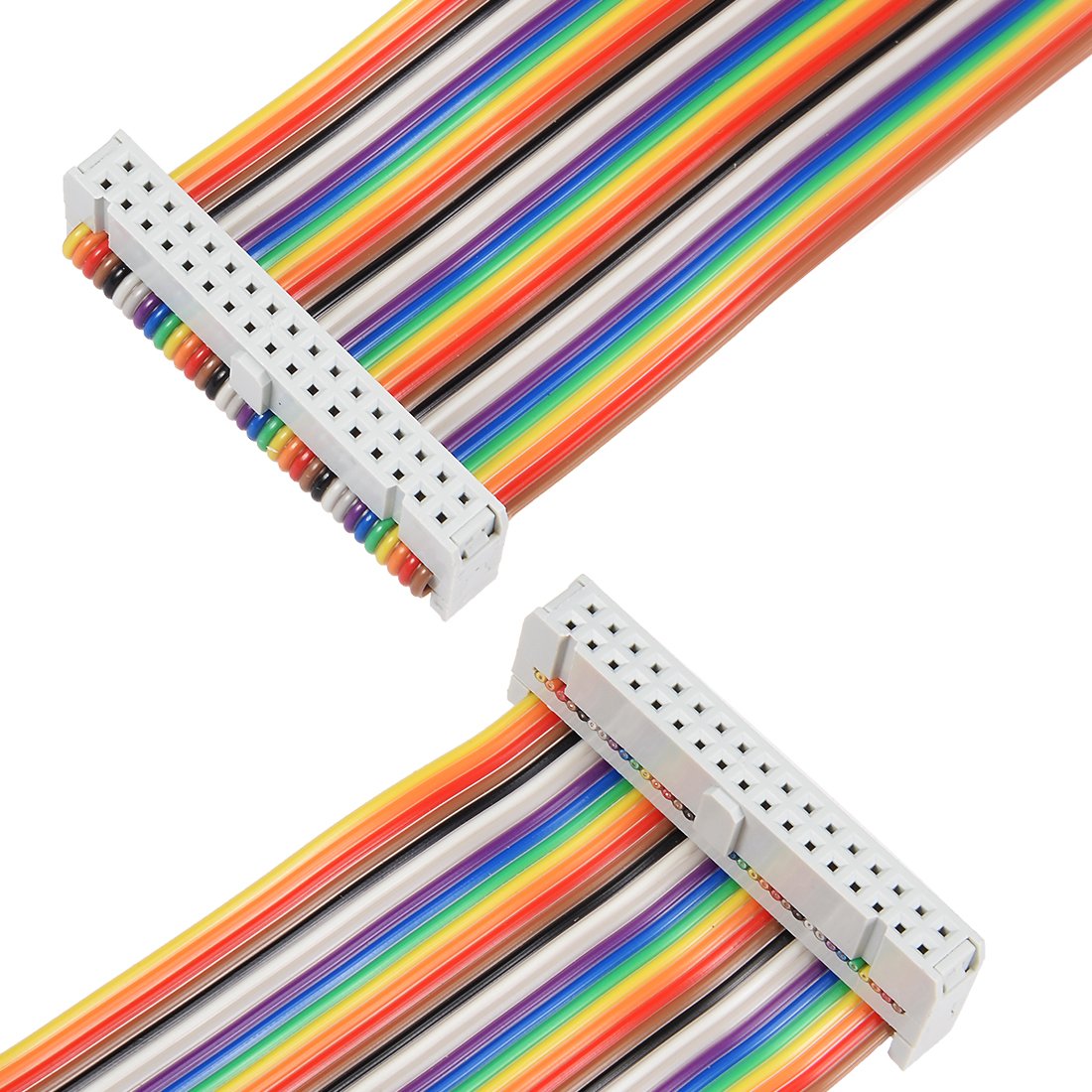 uxcell IDC 34 Pins Wire Flat Multicolored Flexible Rainbow Ribbon Jumper Cable 30cm 2.54mm Pitch,1pcs