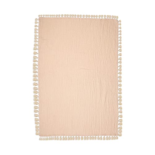 Crane Baby Muslin Swaddle Blanket, Soft Cotton Lightweight Nursery and Stroller Blanket for Baby Boys & Girls, Desert Rose, 30" x 40"