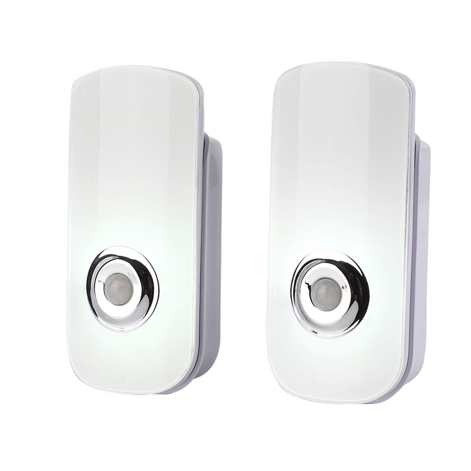 Bonashi 2 Pack LED Night Light Flashlight Motion Sensor Cut Light 3-in-1, Rechargeable Emergency Light, Energy Saving Auto Sensing Portable Wall Mount Light - White
