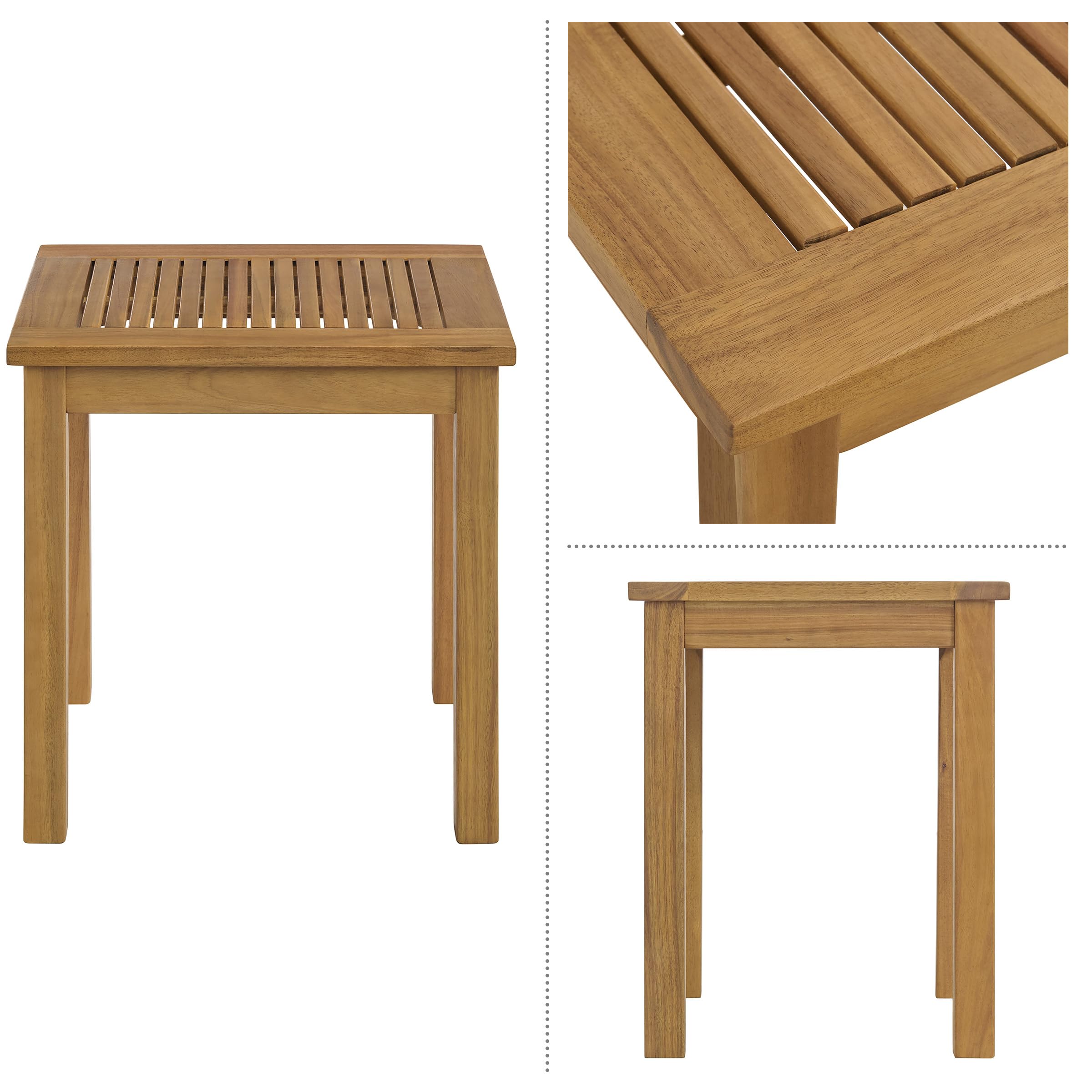 Okemo Set of 2 Outdoor Tables - Weather-Resistant Acacia Wood Side Table Set - Furniture for Patio, Porch, Deck, or Poolside