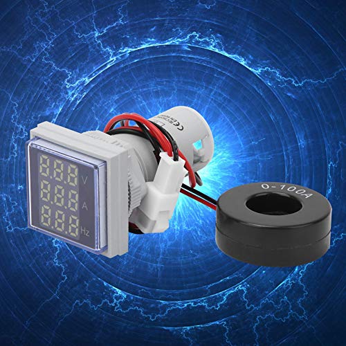 AC Current Voltage Tester with 3-Digit LED Display Multifunction Voltmeter Ammeter Square Frequency Meter Multimeter Panel (White)
