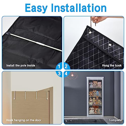 CHOBUYODIS Organizers and Storage for Stuffed Animals,Over Door Net Hammock,Durable Hanging Baby Organizer,Plush Toy Net,Kids Toy and Diaper Organization, with 4 Large Breathable Dense Mesh Pockets