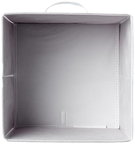 Amazon Basics Collapsible Fabric Storage Cube Organizer with Handles, 10.5 x 10.5 x 11 Inch, White - Pack of 6