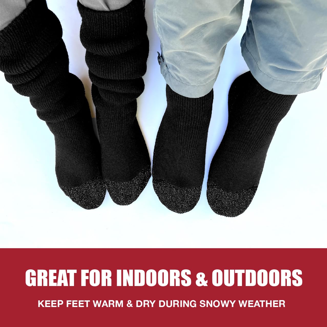 35° Below Thermal Insulated Socks for Men and Women, Designed with Soft Aluminized Loops to Keep Feet Warm and Cozy, One Pair, Large, Black/Silver