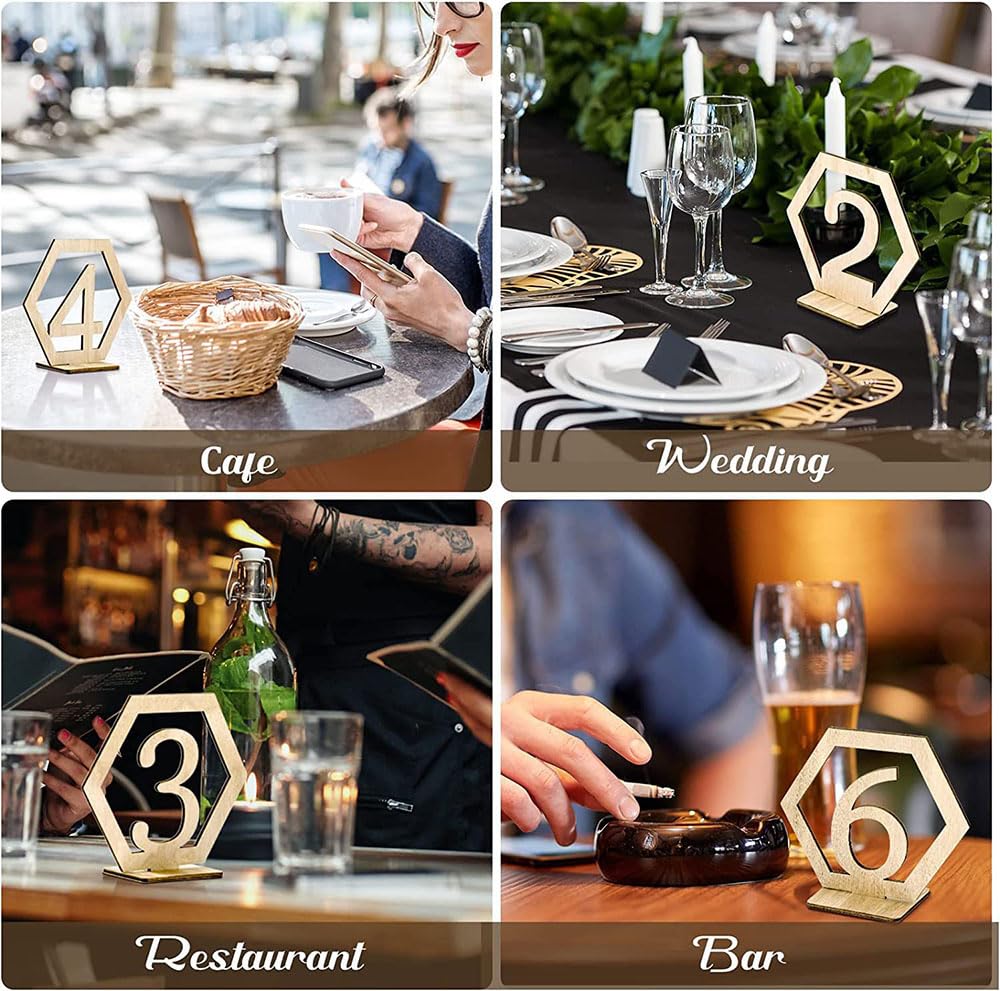 WenffbBou 30 Pieces Wood Table Numbers, 1-30 Wedding Reception Stands Numbers with Base Holder Rustic Wedding Centerpieces for Tables Number Wooden Sign for Banquet Restaurant Party Decor