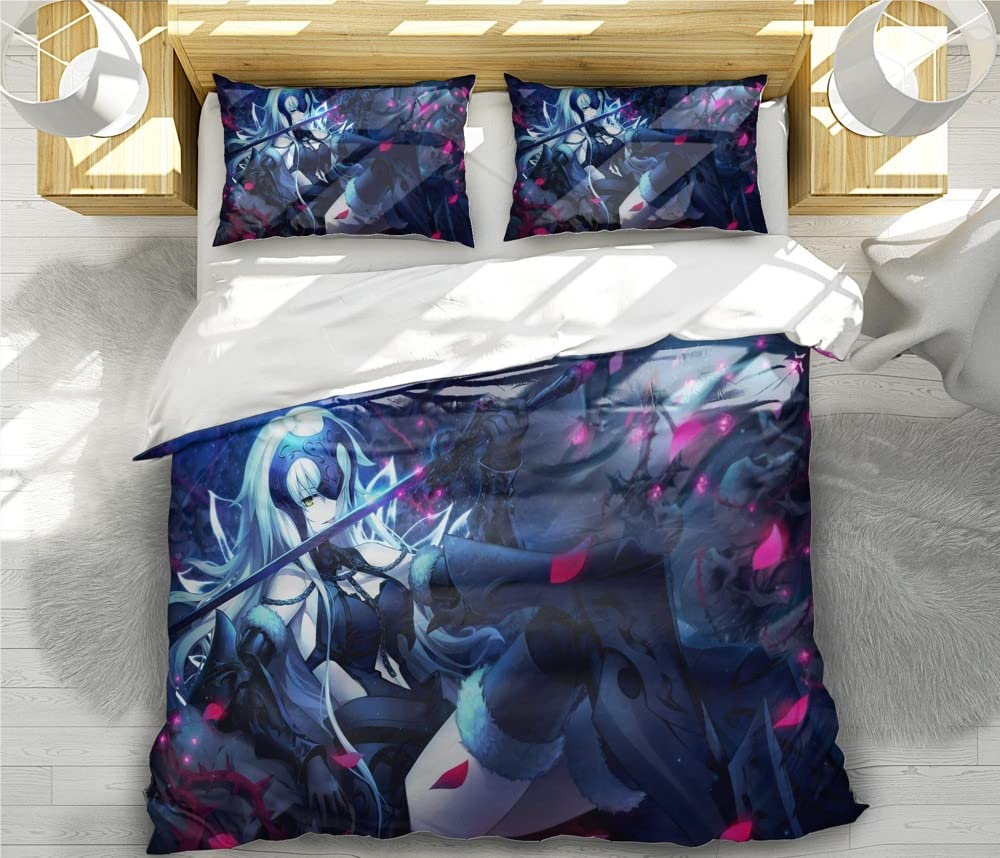 AKARDO Fate Grail War Anime Duvet Cover Soft 3D Printed Bedding Set with Comforter Cover 3 Piece Set Includes 2 Pillowcases and 1 Duvet Cover Machine Washable (12,Twin (68"x86"))
