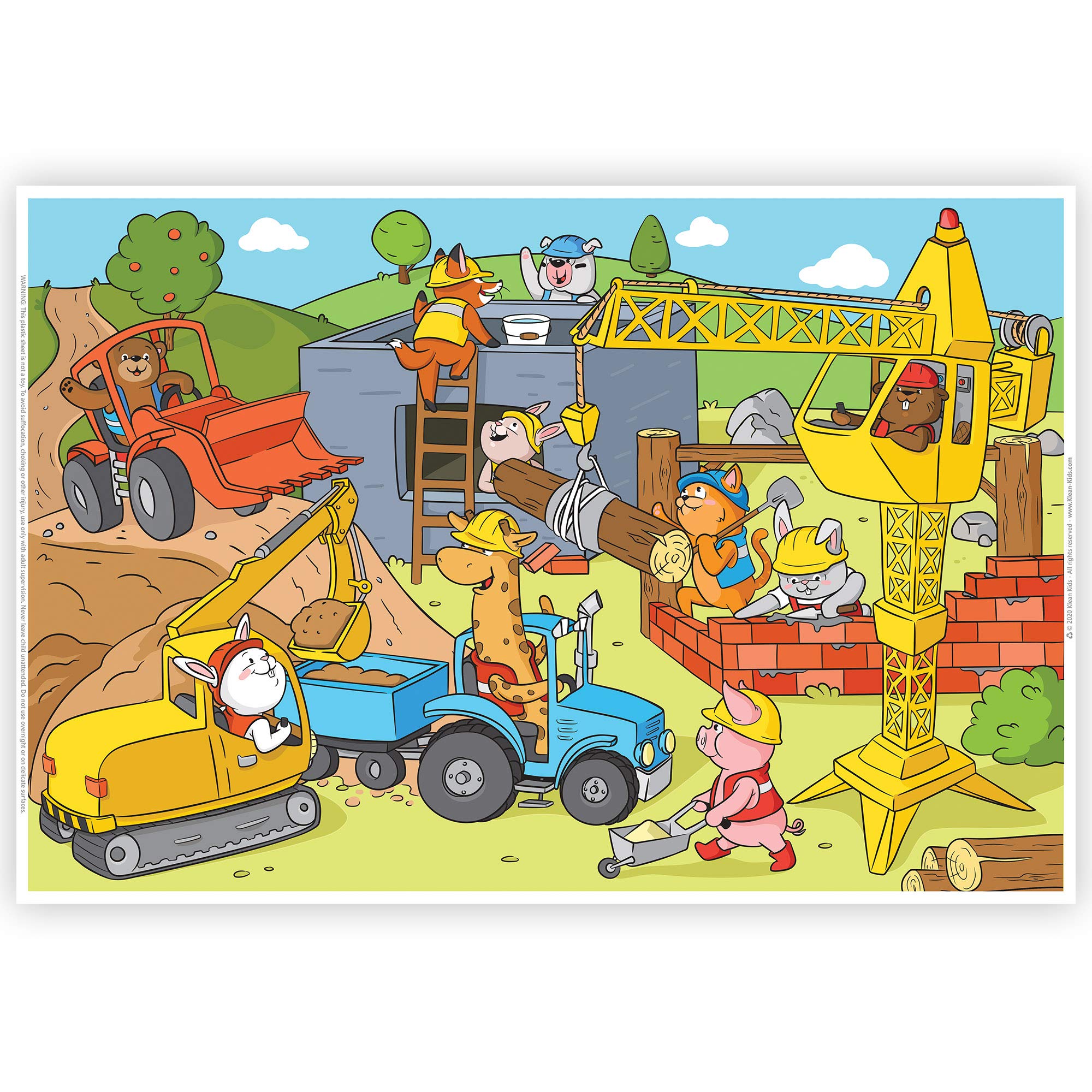 Klean Kids Animals On-The-Go Disposable Placemats for Toddlers and Baby (40 Pack) - Fun Disposable Table Mats for Kids That Keep Children Happy at Restaurants and Protect Dining Table