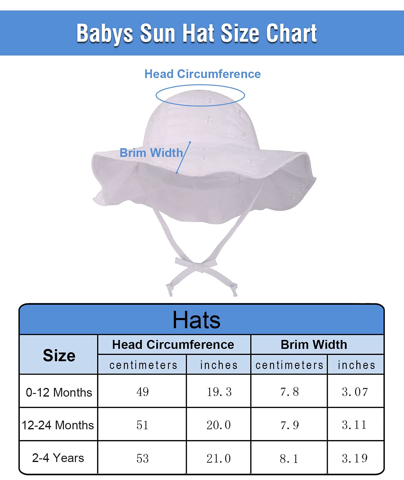 SimpliKids UPF 50+ UV Sun Protection Wide Brim Baby Sun Hat,White2, 0-12 Months