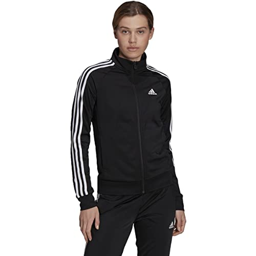 adidas Women's Essentials Warm-Up Slim 3-Stripes Track Top, Black, X-Large