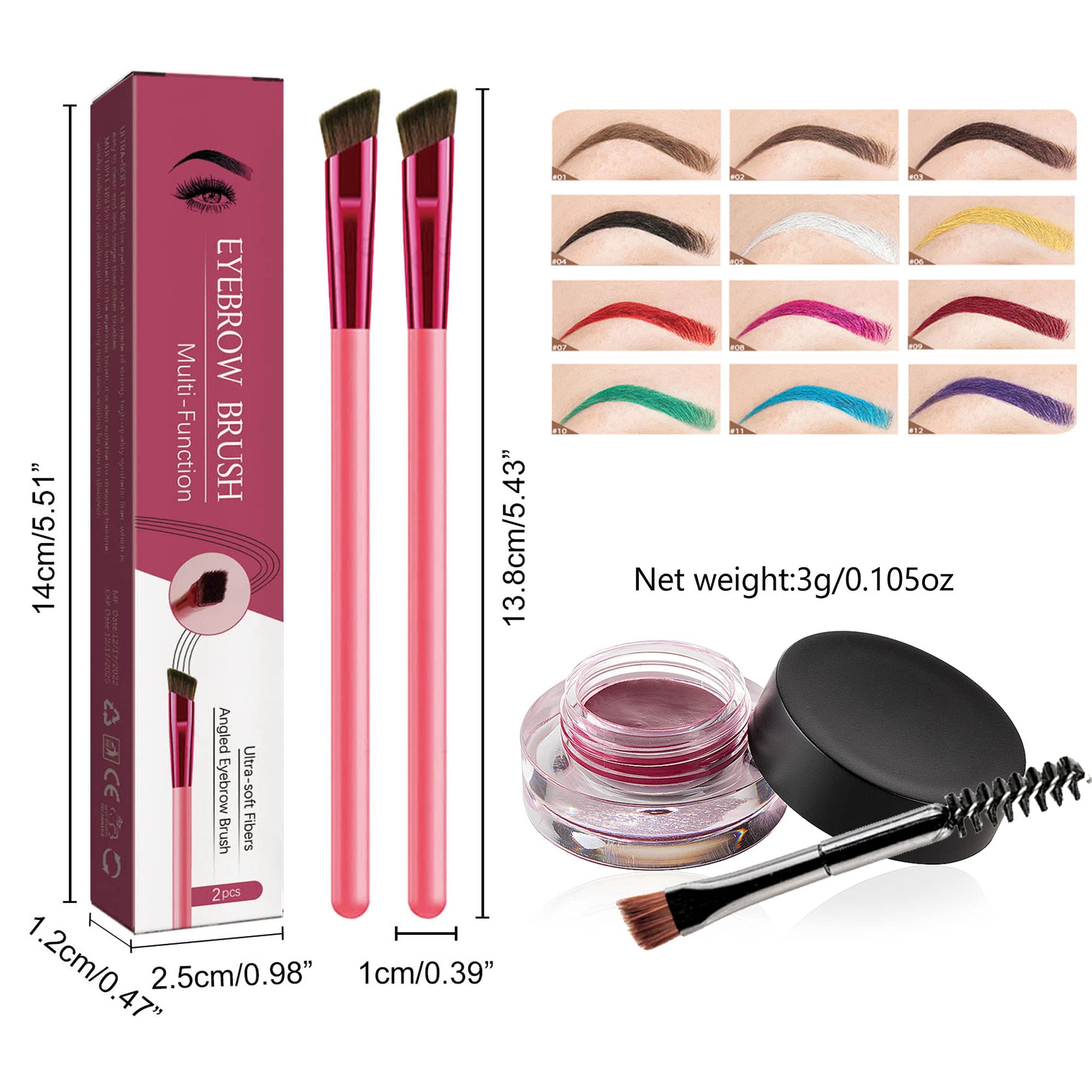 4D Hair Stroke Brow Stamp Brush Set Eyebrow Hair Stroke Brush with Eyebrow Cream Multifunction Ultra-thin Angled Realistic Eyebrow Brush Makeup Kit(Walnut)