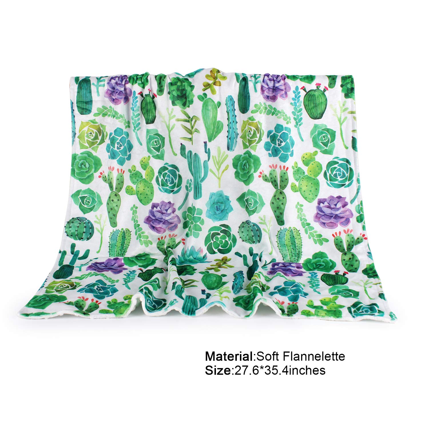 YIQIGO Watercolor Texture with Succulent Cactus Plant Baby Blanket Swaddle Kid Toddler Blanket (Purple Flower)