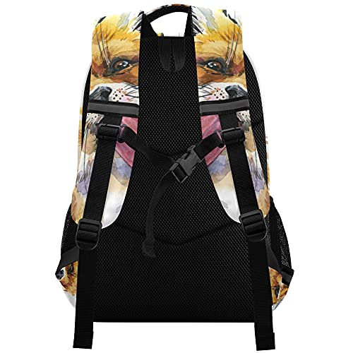 ALAZA Cute Fox Watercolor Animal Backpack Purse for Women Men Personalized Laptop Notebook Tablet School Bag Stylish Casual Daypack, 13 14 15.6 inch