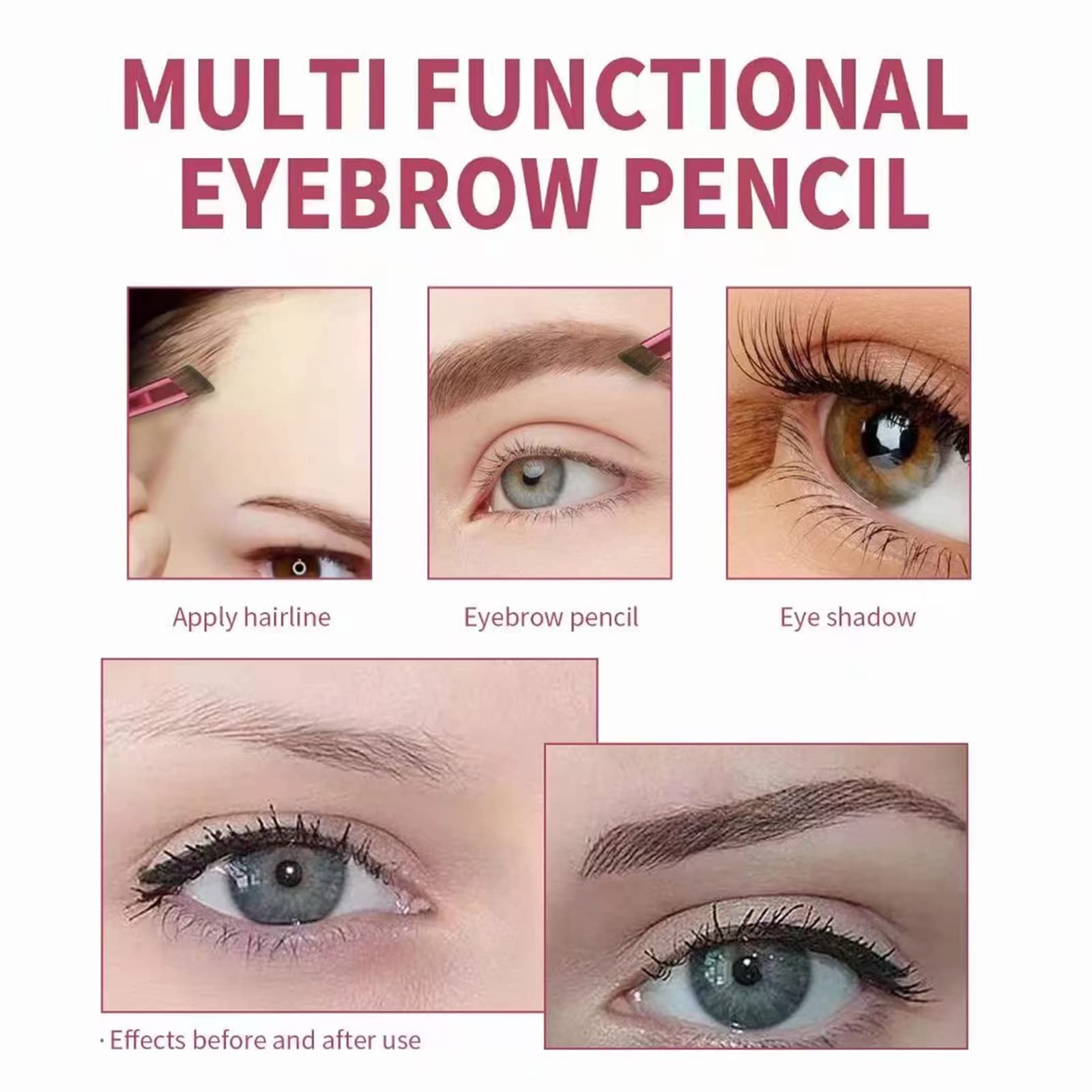 2 Pcs Eyebrow Brush Professional Eyebrow Brush Multi Function Eyebrow Brush 4D Hair Stroke Brow Stamp Brush Three-dimensional Concealer Makeup Brush Angled Eyebrow Hairline Brush