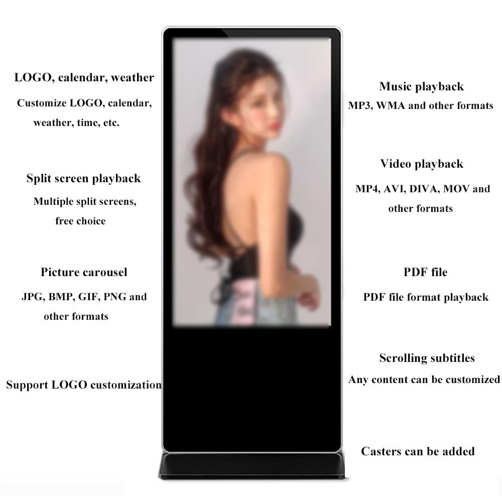 43-Inch Vertical Advertising Screen, 1GB+16GB, Floor-Standing Led Signage, 1920 * 1080P, Commercial Advertising Display, Digital Signage With Automatic Media Player,55inches