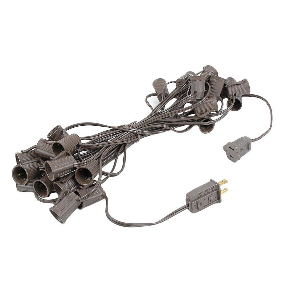 25 Foot C9 Orange Ceramic Christmas String Light Set - Outdoor Christmas Light String - β Opaque Christmas Bulbs - Roofline Light String β Outdoor String Lights - Brown Wire