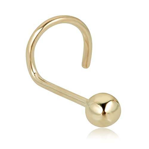 20G REAL 14K KARAT YELLOW GOLD 3MM BALL NOSE SCREW BEND RING NOSTRIL STUD Style 88888-1944