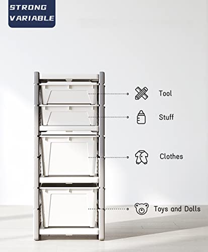 CHORBEYCH Kids 3 Layer Toy Storage Organizer with Display Bookshelves and 6 Pull-Out Storage Bins,Multipurpose Toy for Kids Bedrooms Playrooms for Age 1-12, Cute Whale(White Grey (3 * 3)