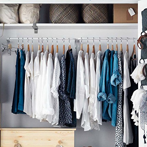 brightmaison Sofia Clothes Rack, Hanging Closet Organizer Adjustable & Wall Mount Clothes Rail Laundry Organizer Steel, White