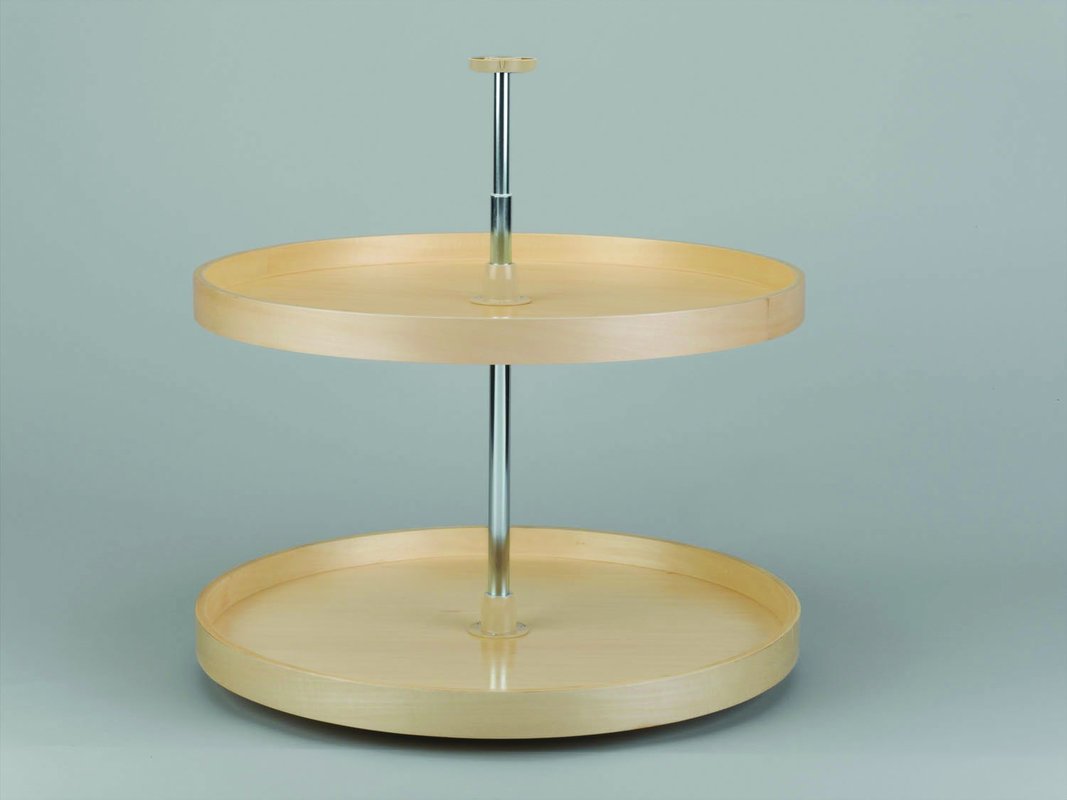28in Full Circle Banded Wood Lazy Susan 2-shelf Set