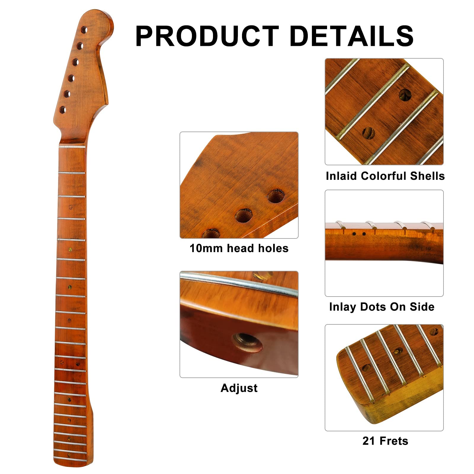 21 Frets Electric Guitar Neck Collection Series Canadian Maple for ST Parts Replacement