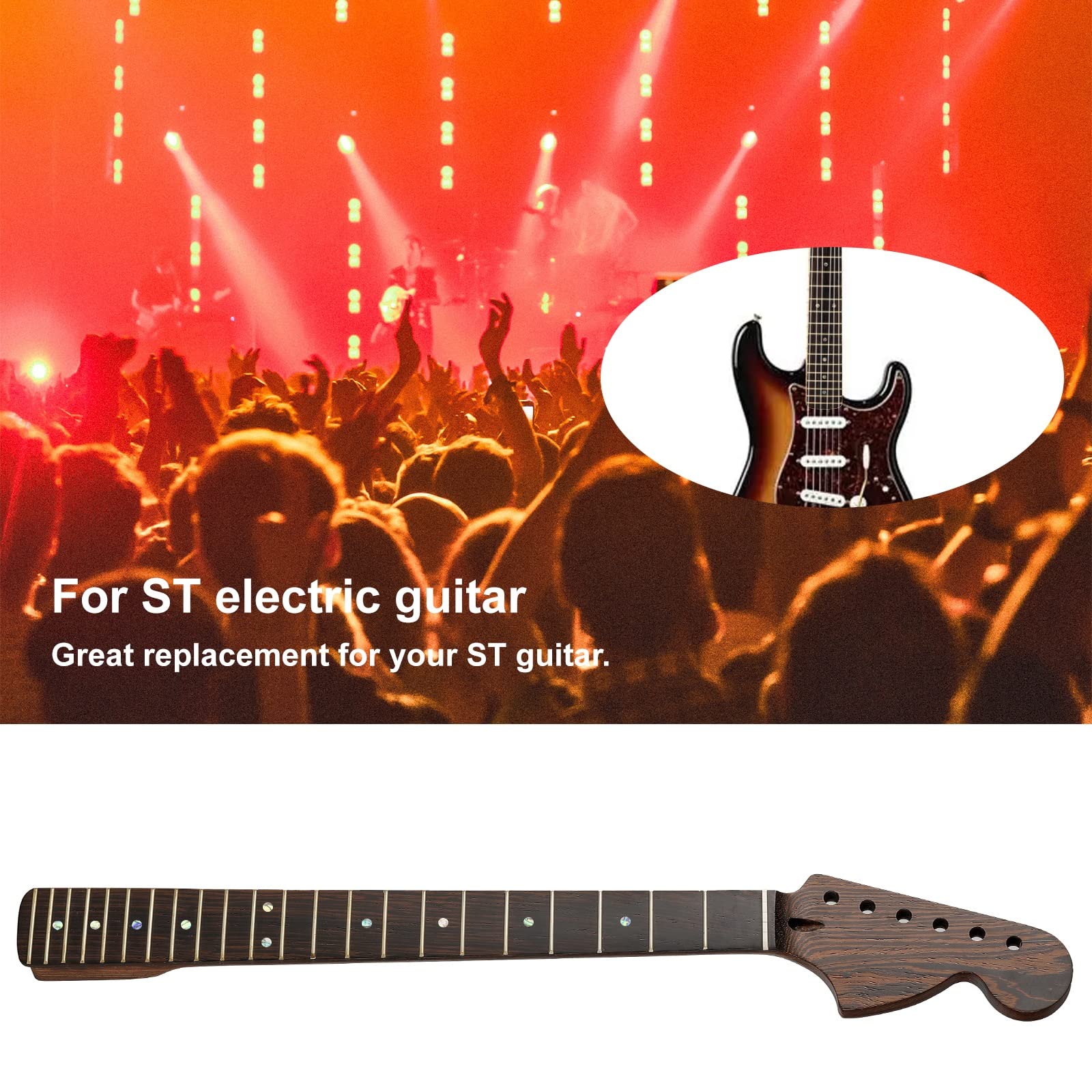 22 Fret ST Wenge Electric Guitar Neck Big Head for ST Style Guitar DIY Parts Replacement