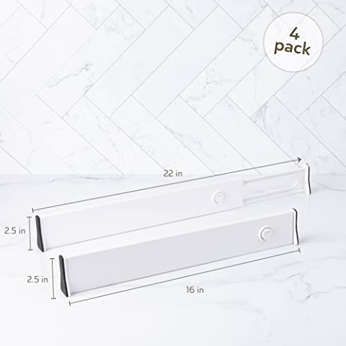 Adjustable Drawer Dividers - Lock in Place, Non-Slip, Expandable Separators, No Tools Required. Great Organizer for Closet, Dresser, Drawer, Office Desk and Kitchen Organization. (4-PACK)