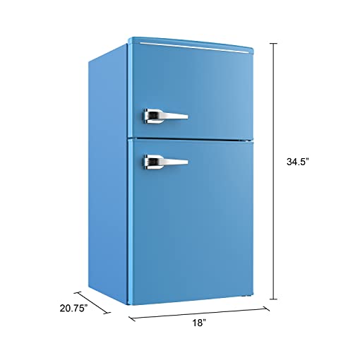 Avanti RMRT30X6BL-IS Mini Fridge with Freezer 3 Cu. Ft. Capacity Retro-Styled for Home Office or Dorm, Manual Defrost and Adjustable Temperature, 3 Cu.Ft, Blue