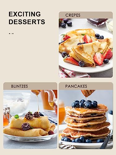 Crepe Maker Machine, Reemix Compact Pancake Griddle Precise Temperature Control, Nonstick 12β Electric Griddle, Batter Spreader for Eggs, Pancakes, Omelets and Quesadillas, Includes Spatula, Spreader