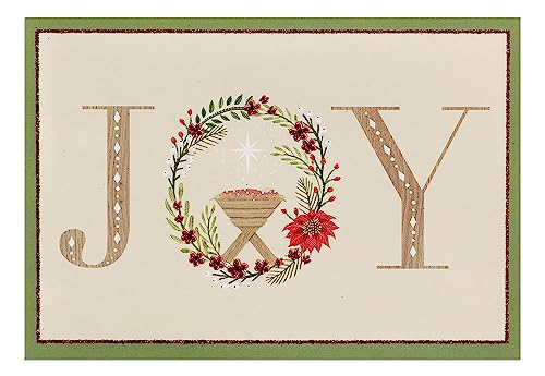Christmas Boxed Cards - Wreath and Manger - Joy