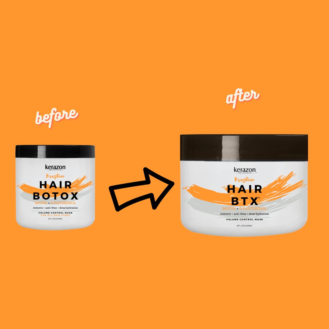 KERAZON Brazilian Hair BTX Treatment Mask 8oz 236ml provides repair for damaged, dry, smoothing, deep conditioning and hydration, nutrition, shine, softness, volume control and smoothness.