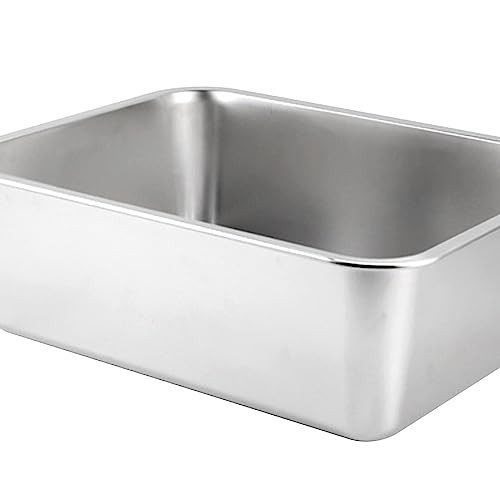 Generic Cat Litter Box Metal Kitten Litter Pan Top Open Rustproof Scratchproof Lightweight Kitten Potty Pan Rounded Corners, 45x35x15cm
