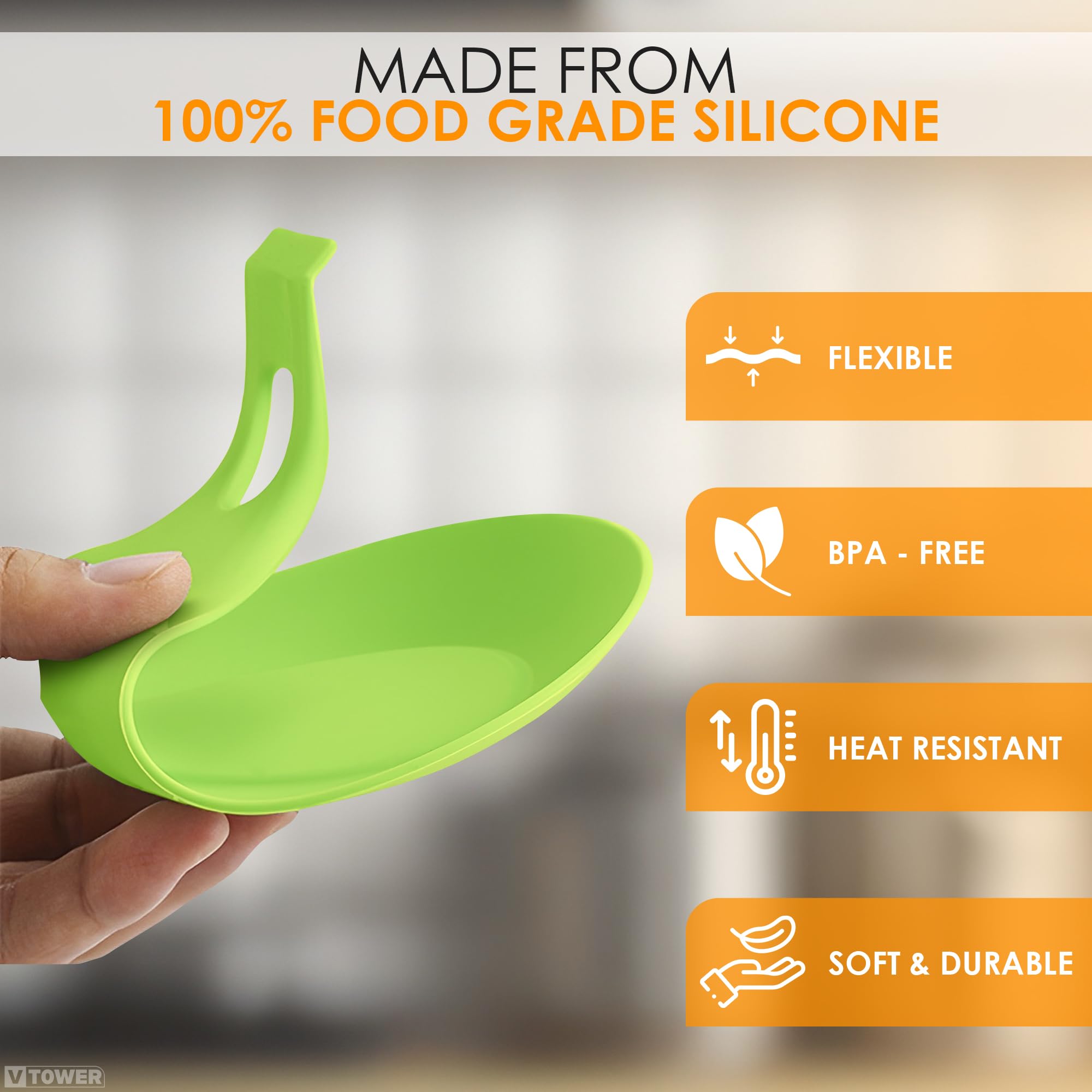 4Pcs Silicone Spoon Rest Set Kitchen Accessories - Heat Resistant Utensil Rest for Cooking Ladle Spoon Rest for Stove Top - Silicone Spatula Rest Spoon Rest Holder for Stove Top Kitchen Gadgets