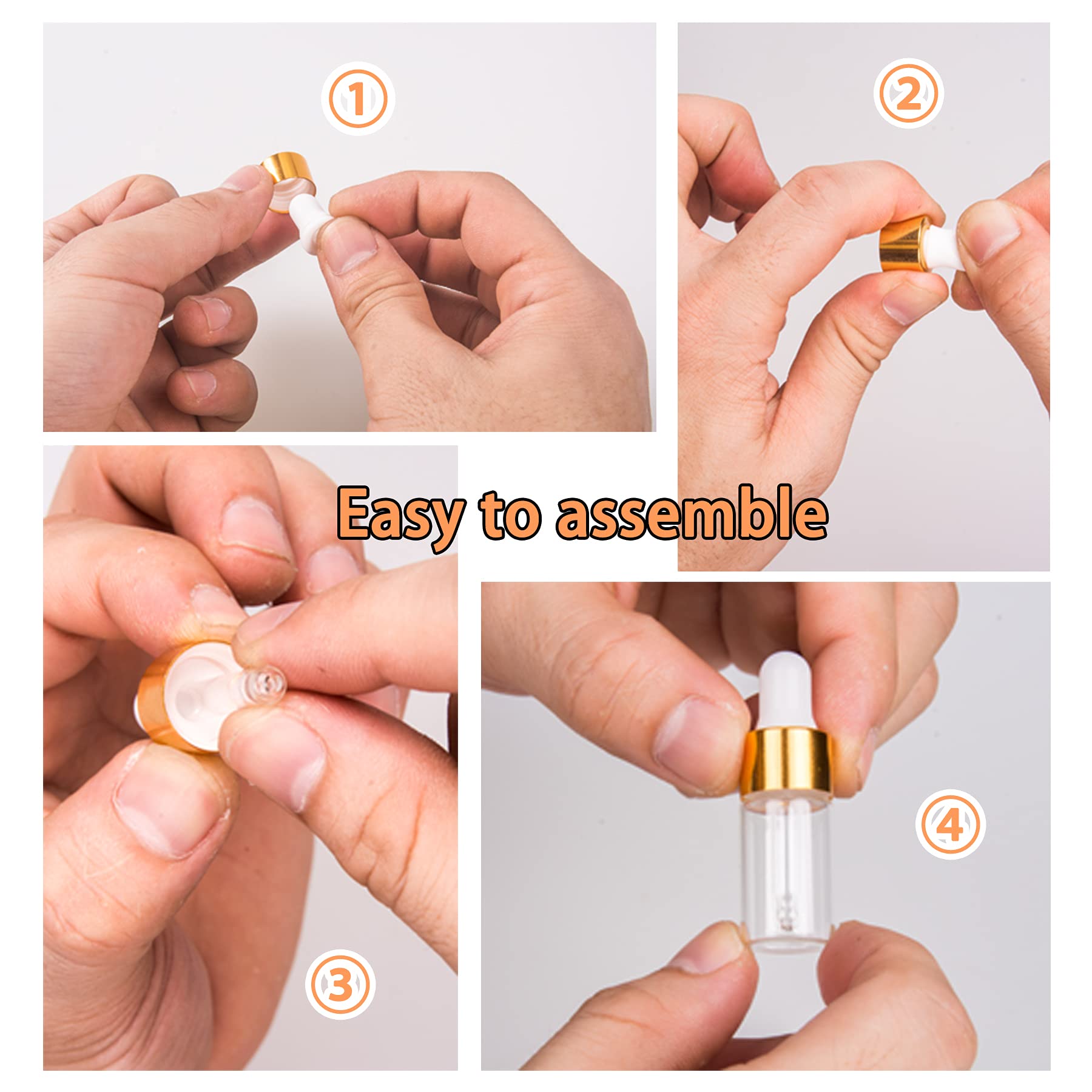 Easeen 50 Pcs Sample Dropper Bottles, 3ml Clear Mini Dropper Bottles with 2 Pcs Plastic Droppers for Traveling Essential Oils DIY Cosmetic Liquid Sample Perfume
