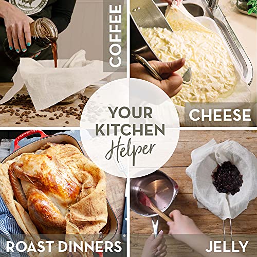 American Cotton Cheesecloth for Straining - 2 Pack Large 23" Precut Cheese Cloth Squares, Hemmed Muslin Fine Reusable Strainer