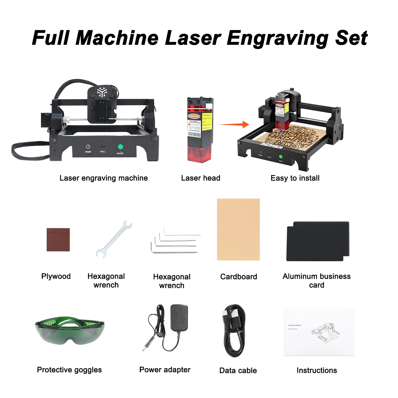 ACMER S1 Laser Engraving Machine - Laser Cutter, 2.5W Engraver Machine without Installation, Mini Laser Engraver Tool Ultra-Light Easy to Carry, Laser Machine Multi Device Control with 0.01mm Accuracy