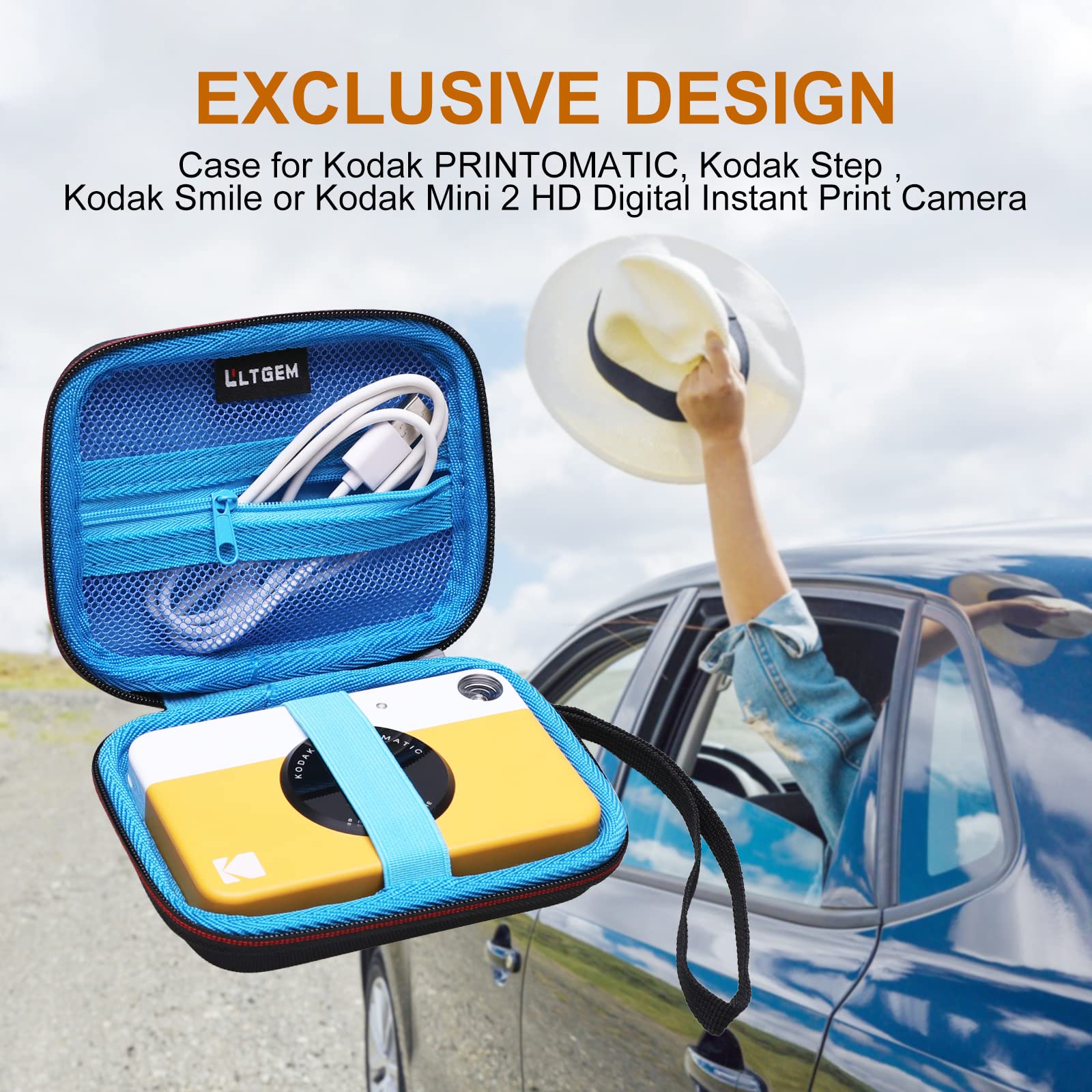 LTGEM Case Compatible with KODAK Printomatic/KODAK EKTAR H35 / KODAK Step Full-Color Instant Print Digital Camera(Inside: 5"x3.6"x1.7"), Blue, Case Only