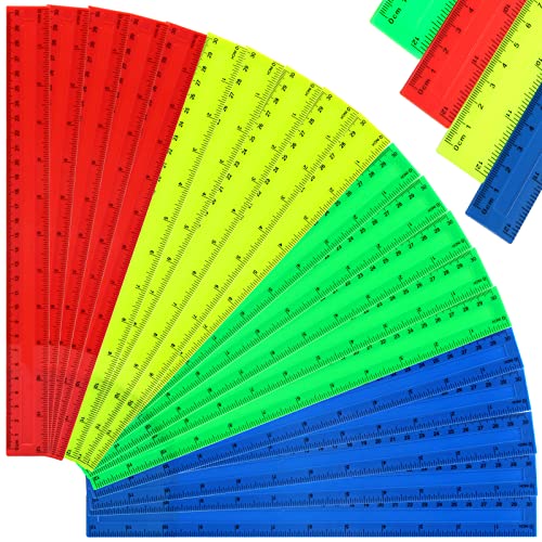 20 Pack Color Ruler 12 Inch, Winspeed Ruler with Inches and Centimeters Foldable Flexible Ruler Plastic Rulers for School(Green, Red, Yellow, Blue)