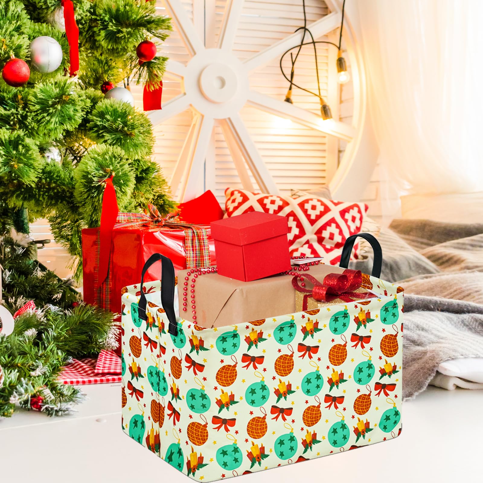 ACMUUNI Rectangle Happy Halloween Witch Pattern Kids Gift Storage Basket Organizer Basket Collapsible Shelf Basket with handle for Nursery Laundry Basket for Kids
