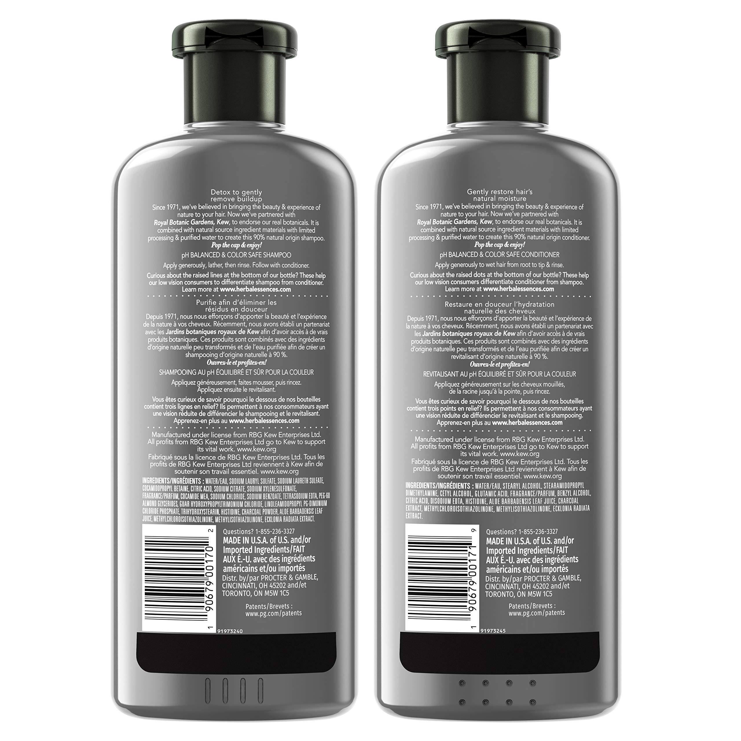 Herbal Essences, Shampoo and Conditioner Kit With Natural Source Ingredients, Color Safe, BioRenew Detox Charcoal, 13.5 fl oz, Kit