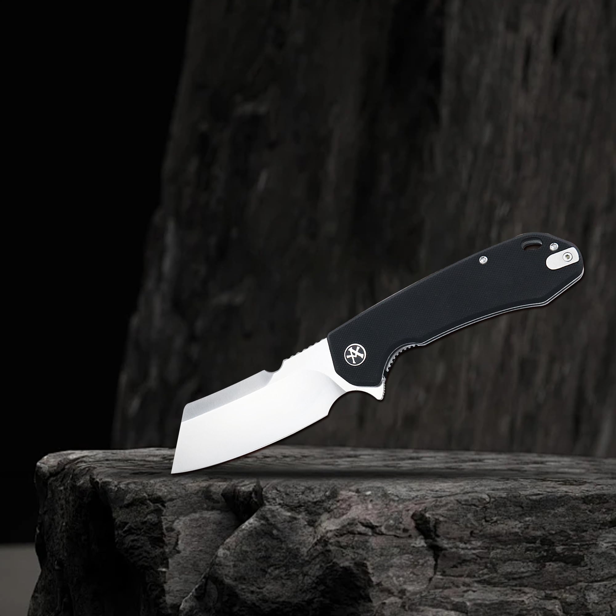ALBATROSS Bigger Wider Flipper Pocket Folding Knife, 3.5" D2 Steel Satin Blade, 4.5" G10 Handle, Liner Lock, Nylon Bag,FK058 (Black)