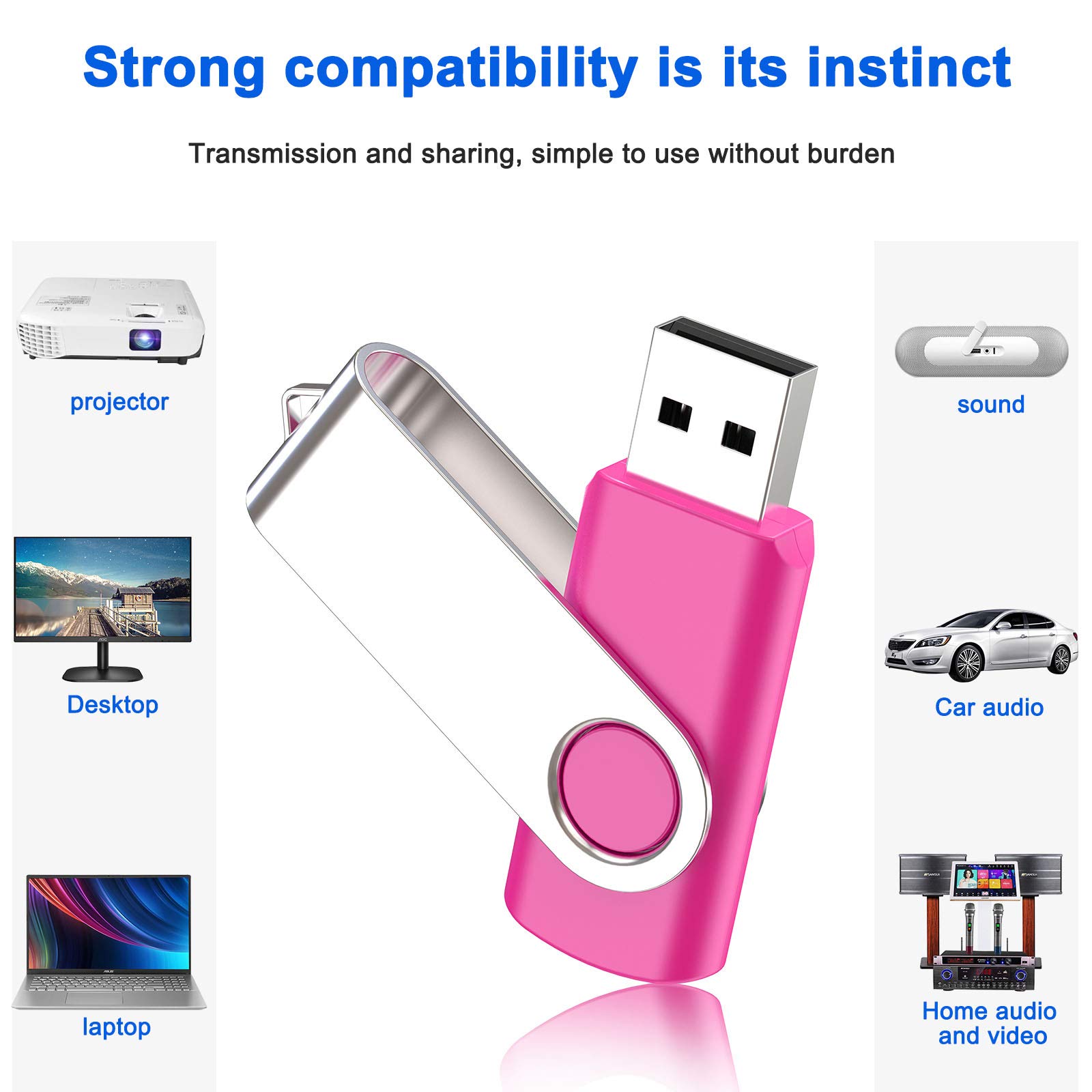 2GB USB Flash Drives, SRVR 3 Pack USB 2.0 Thumb Drives, USB Memory Stick Jump Drive Zip Drives Pen Drive with Lanyards Metal Swivel (3 Mixed Color with LED Indicator)