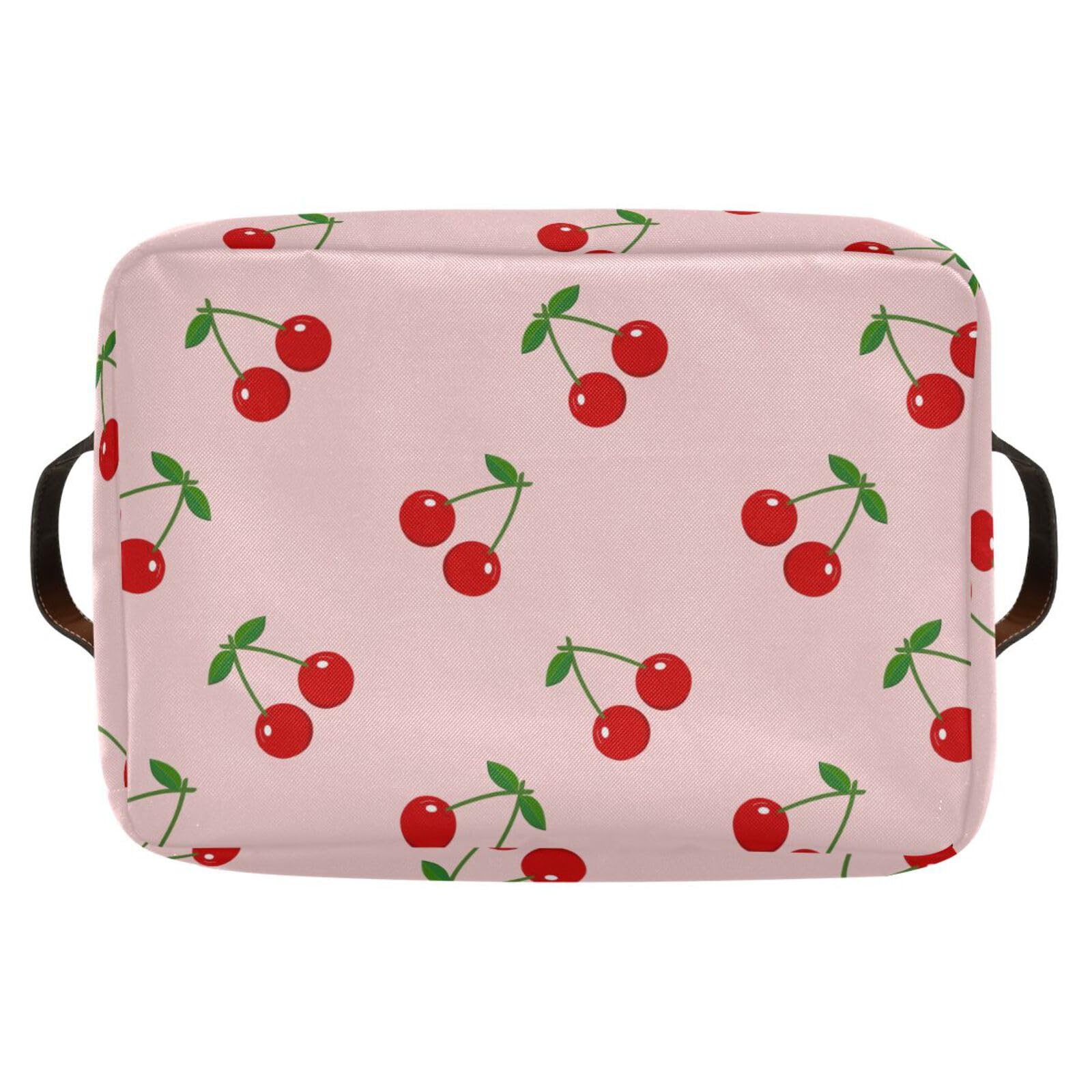 ALAZA Cherry Foldable Storage Box Storage Basket Organizer Bins with Handles for Shelf Closet Living Room Bedroom Home Office 1 Pack