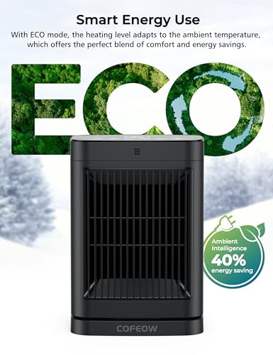 Coffeow Space Heaters with Motion Sensor,Portable heaters for Indoor Use,Electric Small Heaters for Large Room Bedroom Office Garage Desk,1500W Ceramic Heating with Remote,Oscillating,Timer,Thermostat