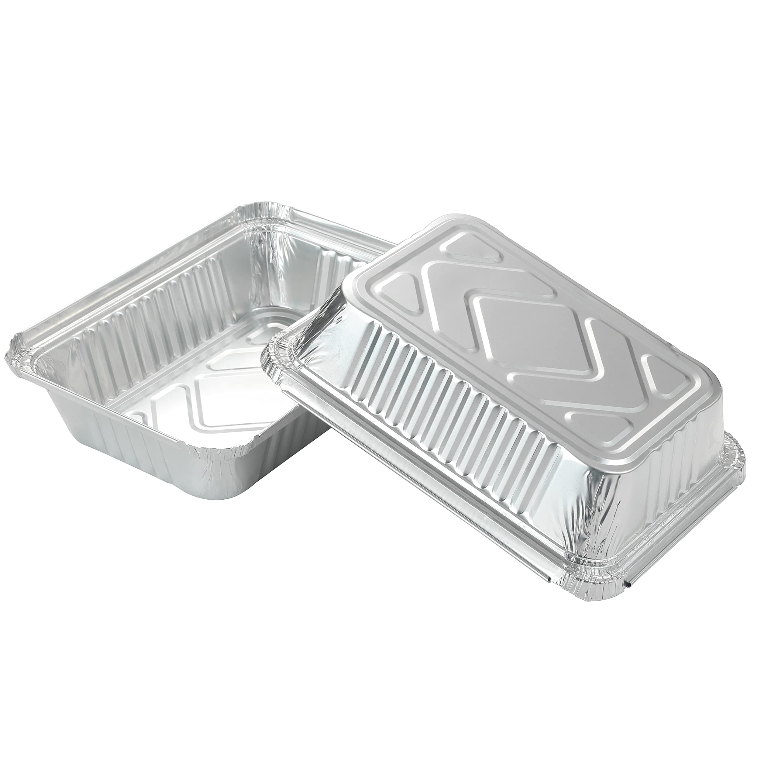 Waytiffer 25Pack Disposable Aluminum Foil Pans Heavy Duty Premium Bread Tins 2.25LB - Capacity 8.5x6.3β Takeout Pans, Tin Foil for Reheating, Baking, (25 Pack with Cardboard Lids)