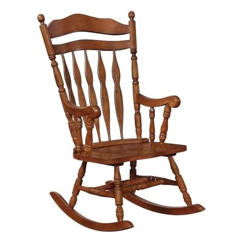 BOWERY HILL Windsor Traditional Rocking Chair in Medium Brown