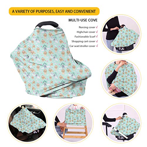 JOAIFO Aztec American Native Horse Print Nursing Cover Blue and White Tribal Baby Stroller Canopy Cover